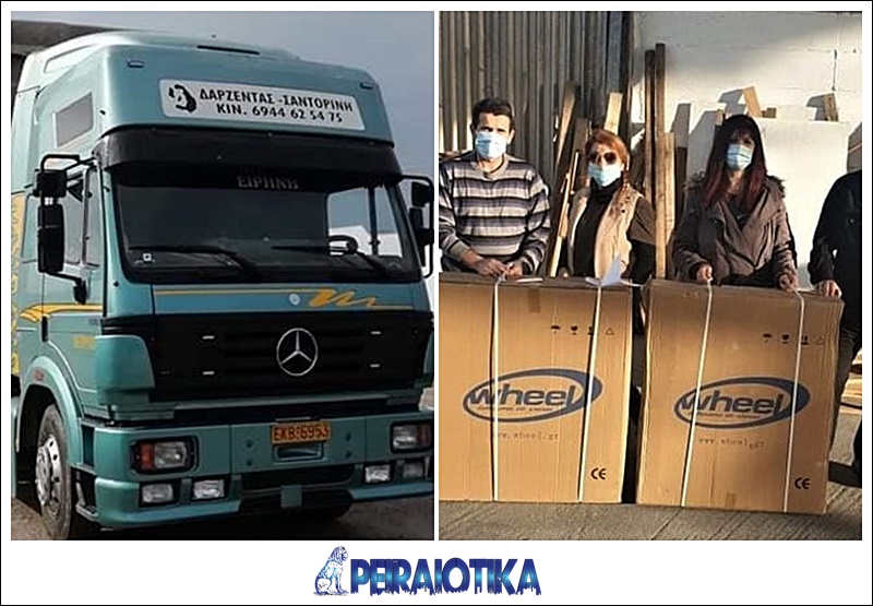 Μεταφορά δύο αναπηρικών αμαξιδίων από την Μεταφορική Σαντορίνης ...